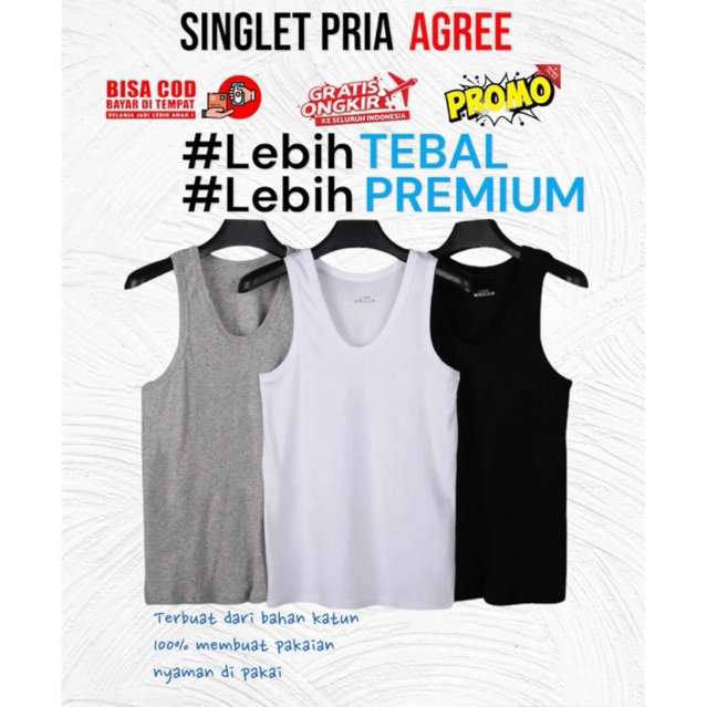 Jual Singlet Pria Dewasa Agree PREMIUM Kaos Dalam KATUN 100% | Shopee ...