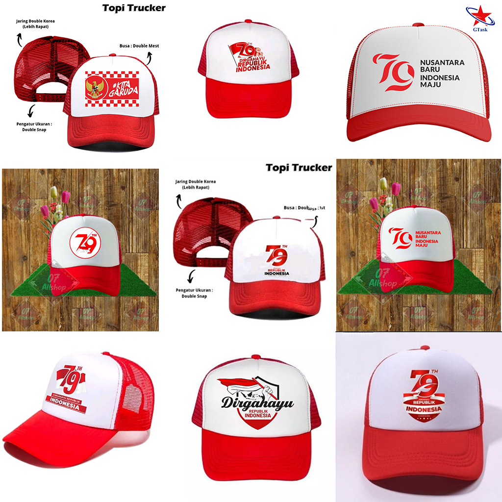Jual TOPI TRUCKER HUT RI 79 Thn INDONESIA MERDEKA - MERAH PUTIH ...