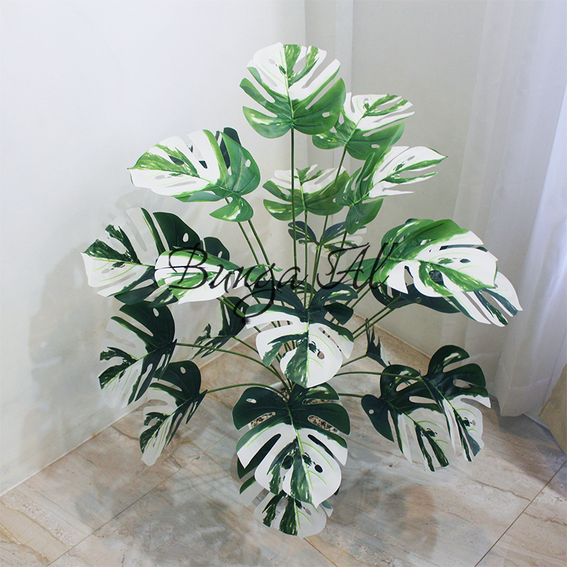 Jual Tanaman palsu daun plastik monstera variegata D24 hiasan dekorasi ...
