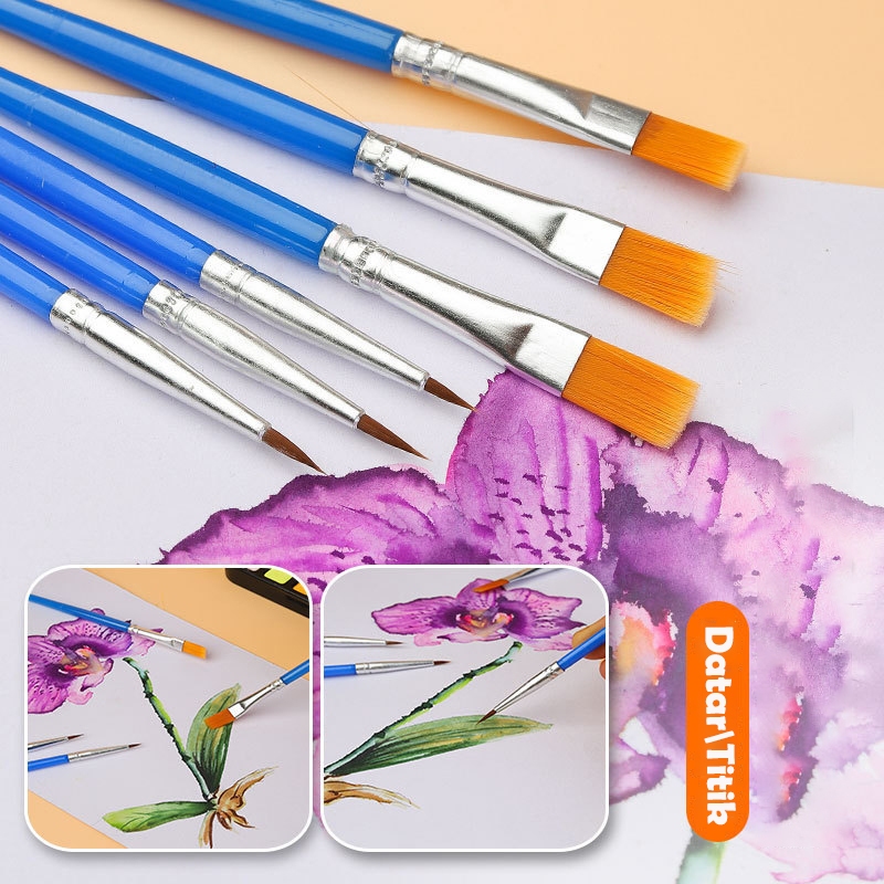 Jual 50pcs Kuas Lukis Akrilik Bulu Nilon Cat Air Biru Flat Tip Sikat ...