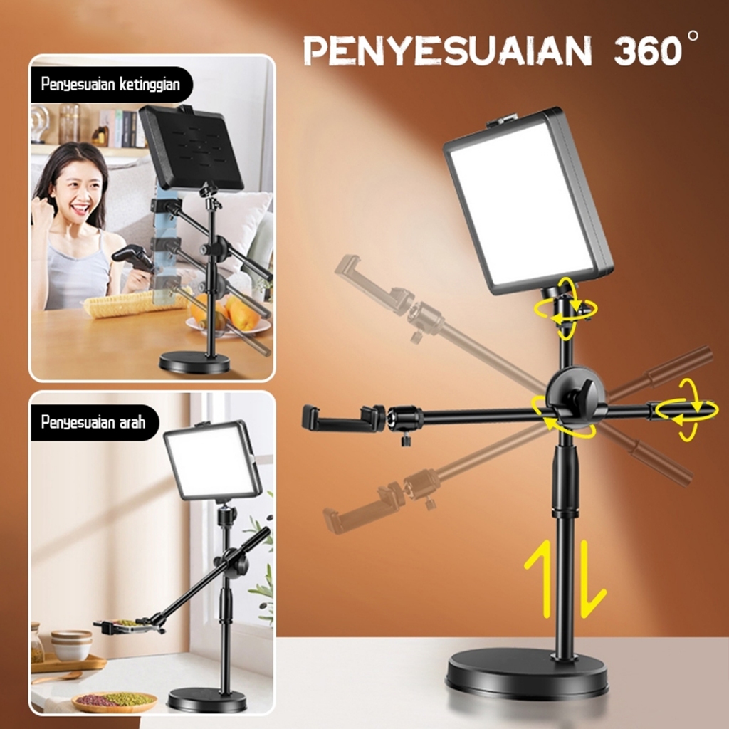 Jual DL Overhead Phone Stand + Led Lampu Stand Holder Phone Holder Bracket 360° Lampu Fotografi ...