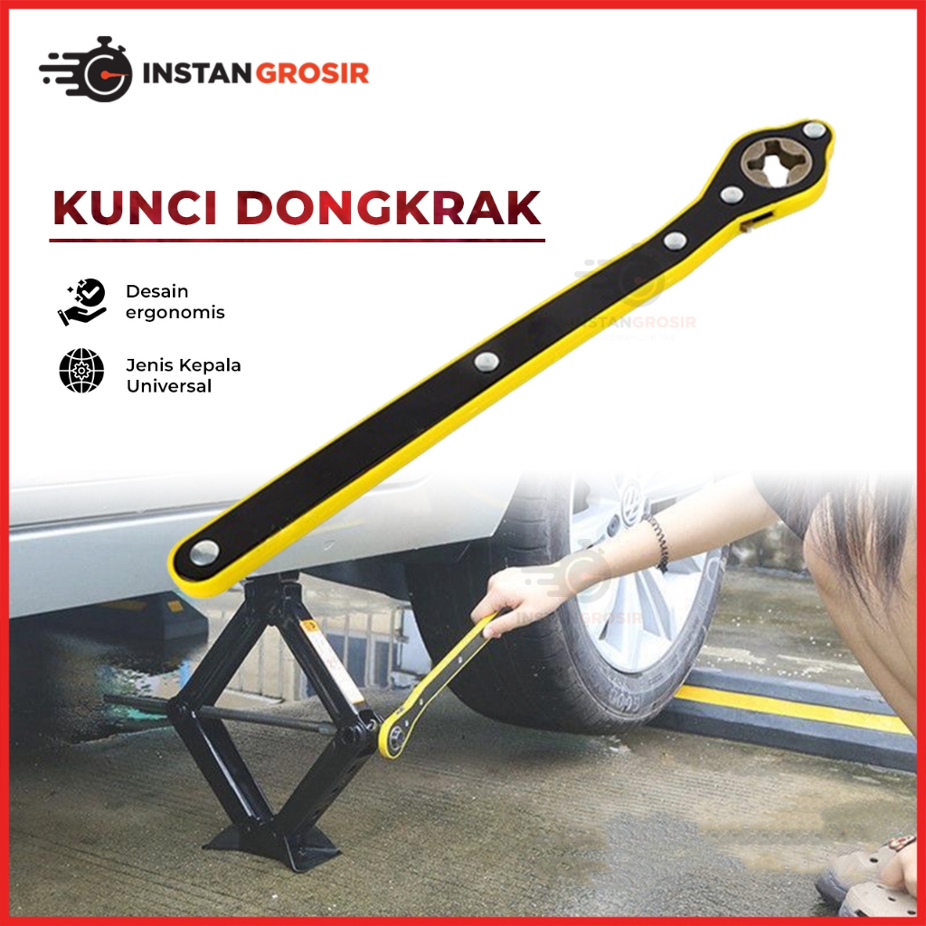 Jual Kunci dongkrak alat putar pas dongkerak mobil manual Ratchet Wrench konci pemutar jack key ...