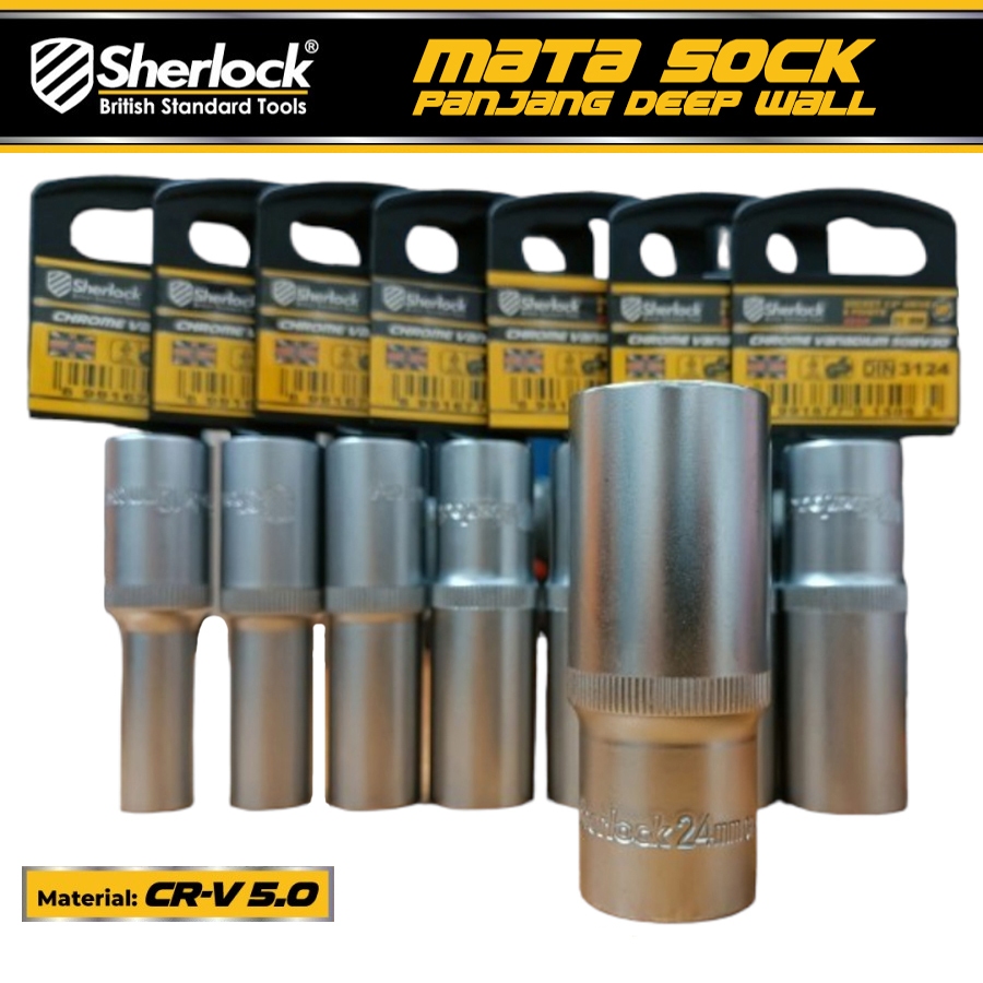 Jual Sherlock Mata Sok Panjang 1/2" Drive 6 PT/ Deep Wall Kunci Shock ...