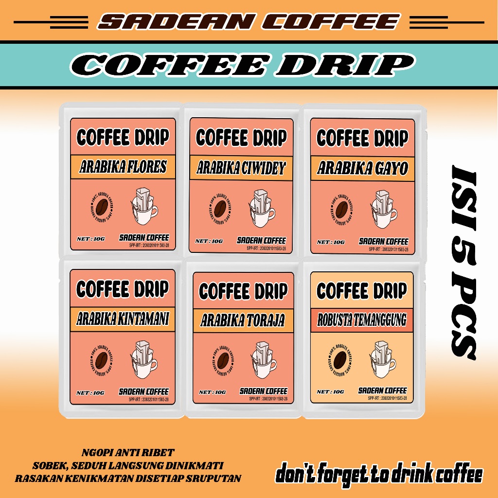 Jual COFFEE DRIP BAG ISI 5 PCS ARABIKA DAN ROBUSTA / COFFEE DRIP ...