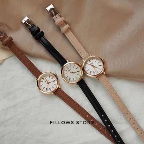 Jual Jam Tangan Analog Kecil Strap Kulit Leather Wanita Bulat Model ...