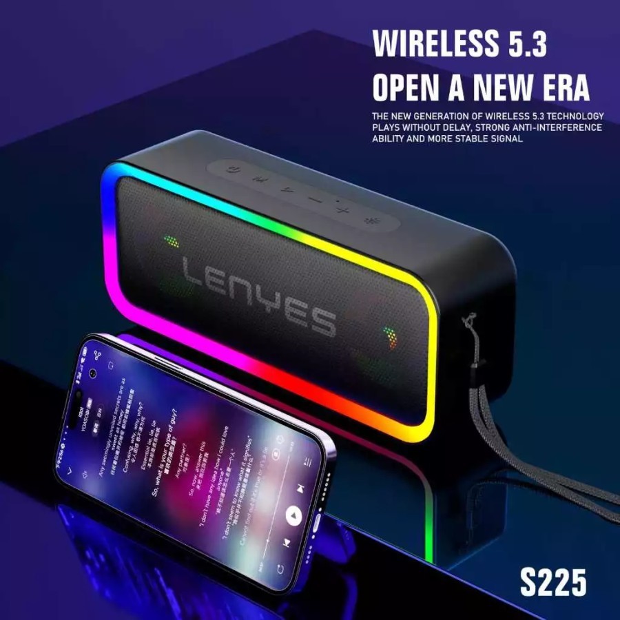 Jual FG STORE SPEAKER BLUETOOTH LENYES TWS S225 5.3 LED RGB LIGHT WATERPROOF S-225 | Shopee ...