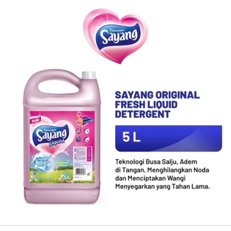 Jual Detergen sayang cair 5L Original Deterjen sayang liquid 5L ...