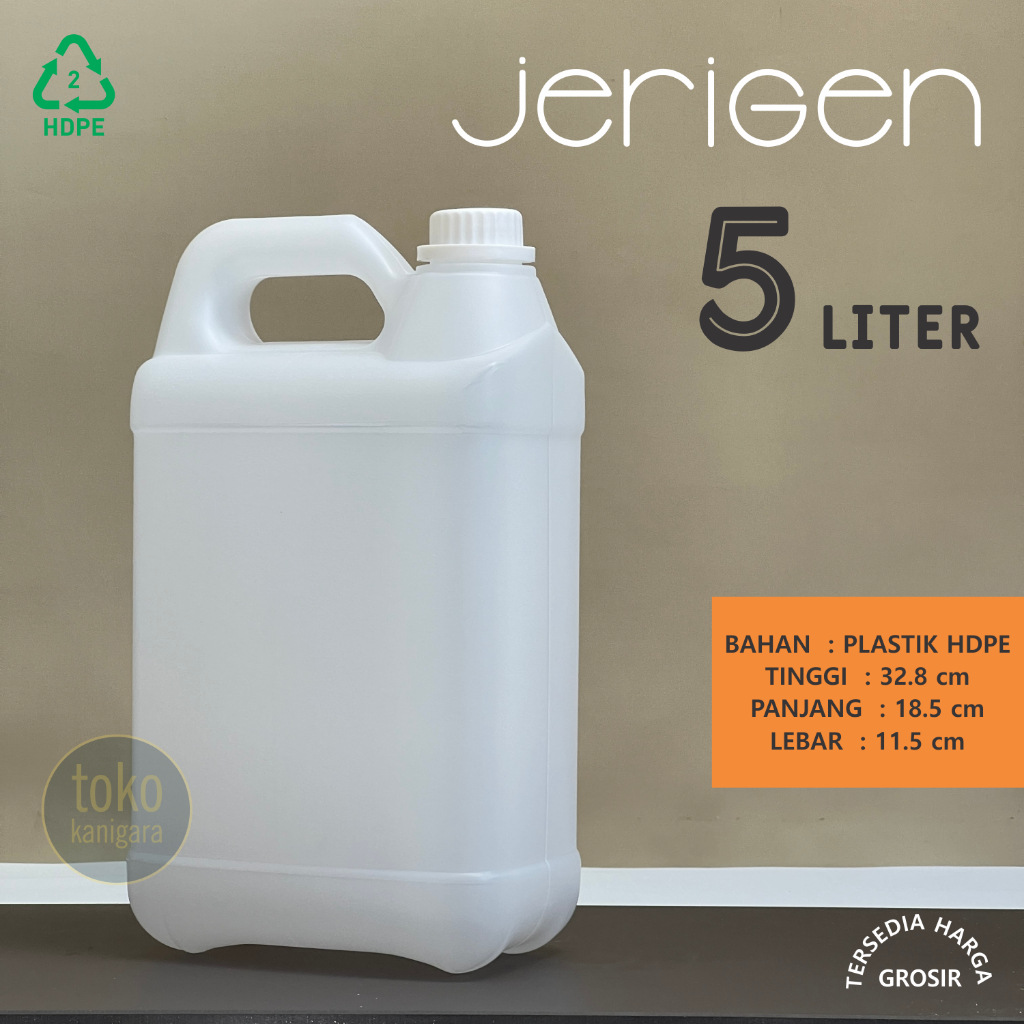 Jual JERIGEN 5 LITER WARNA NATURAL JERIGEN PLASTIK HDPE BARU PLASTIC ...