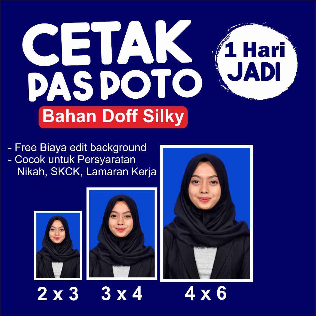 Jual CETAK PAS FOTO GLOSSY BEBAS SEHARI JADI 2X3 3X4 4X6 | Shopee Indonesia