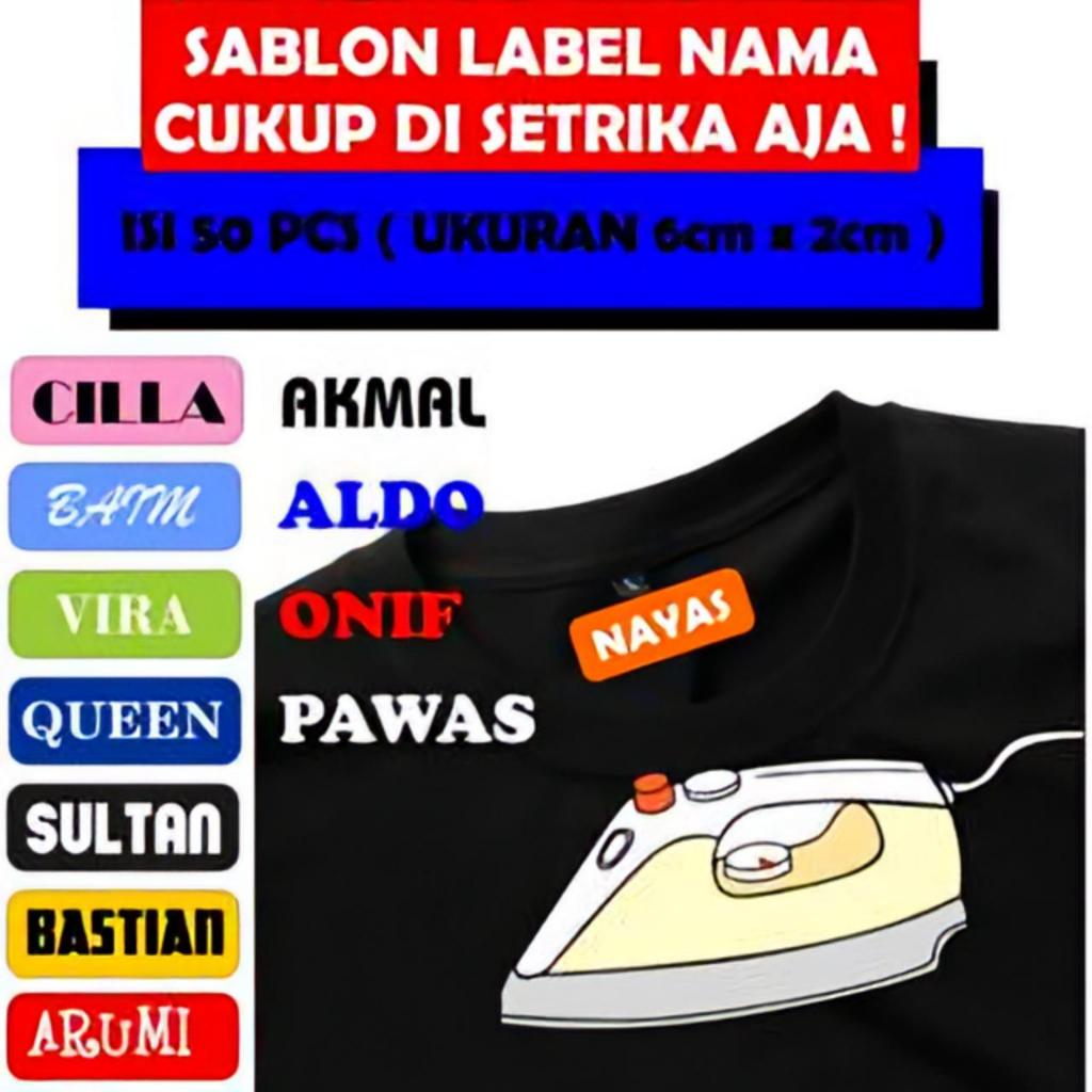 Jual EXD - Sablon Nama Label Printing DTF ISI 50 Pcs Design Custome ...