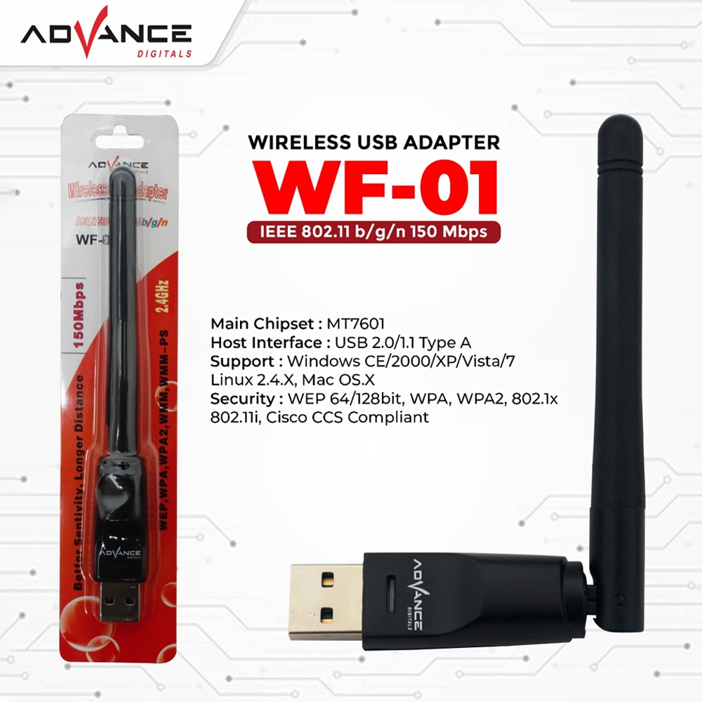 Jual Advance USB Dongle Wifi Wireless Adapter Receiver WF-01 Komputer PC Laptop Set Top Box ...