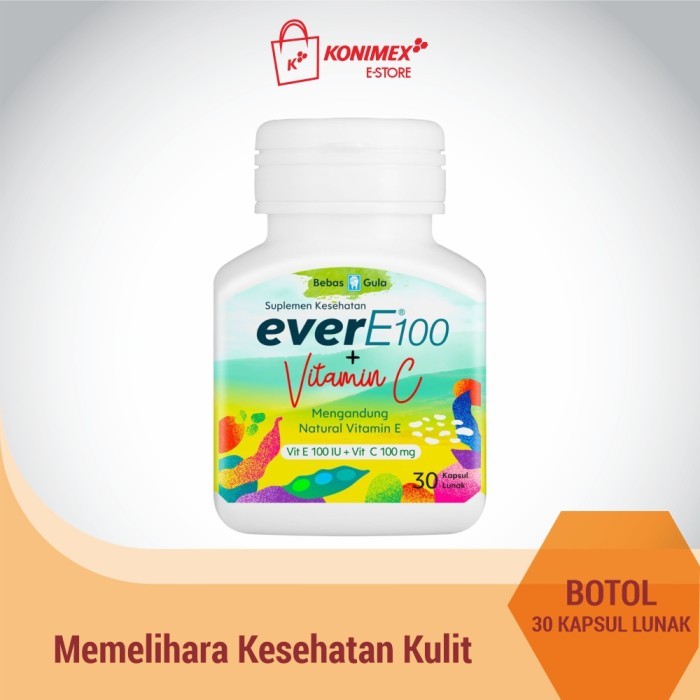 Jual Ever E100 + Vit C (Memelihara Kesehatan Kulit) Botol isi 30 Kapsul ...