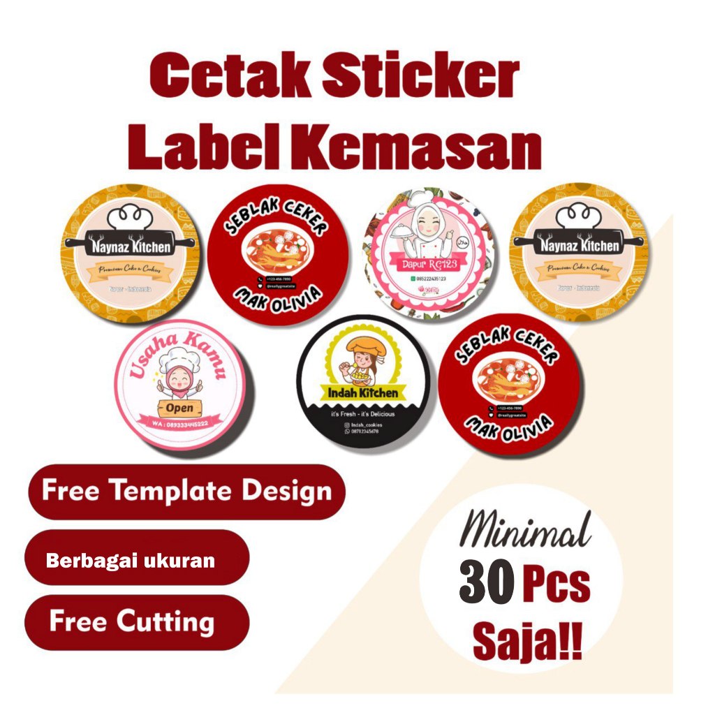 Jual Cetak Sticker Custom Label Kemasan Chromo 3 4 5 6 7 Cm Stiker ...