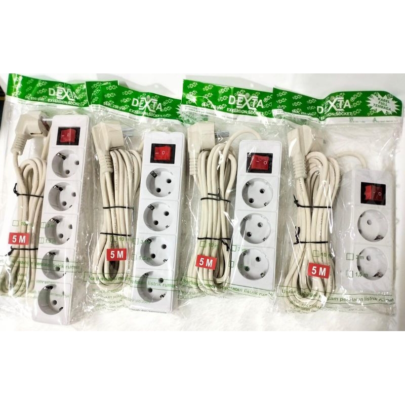 Jual Terminal Stop Kontak Plus Kabel Dexta Arde Hijau 1,5m 3m dan 5m ...