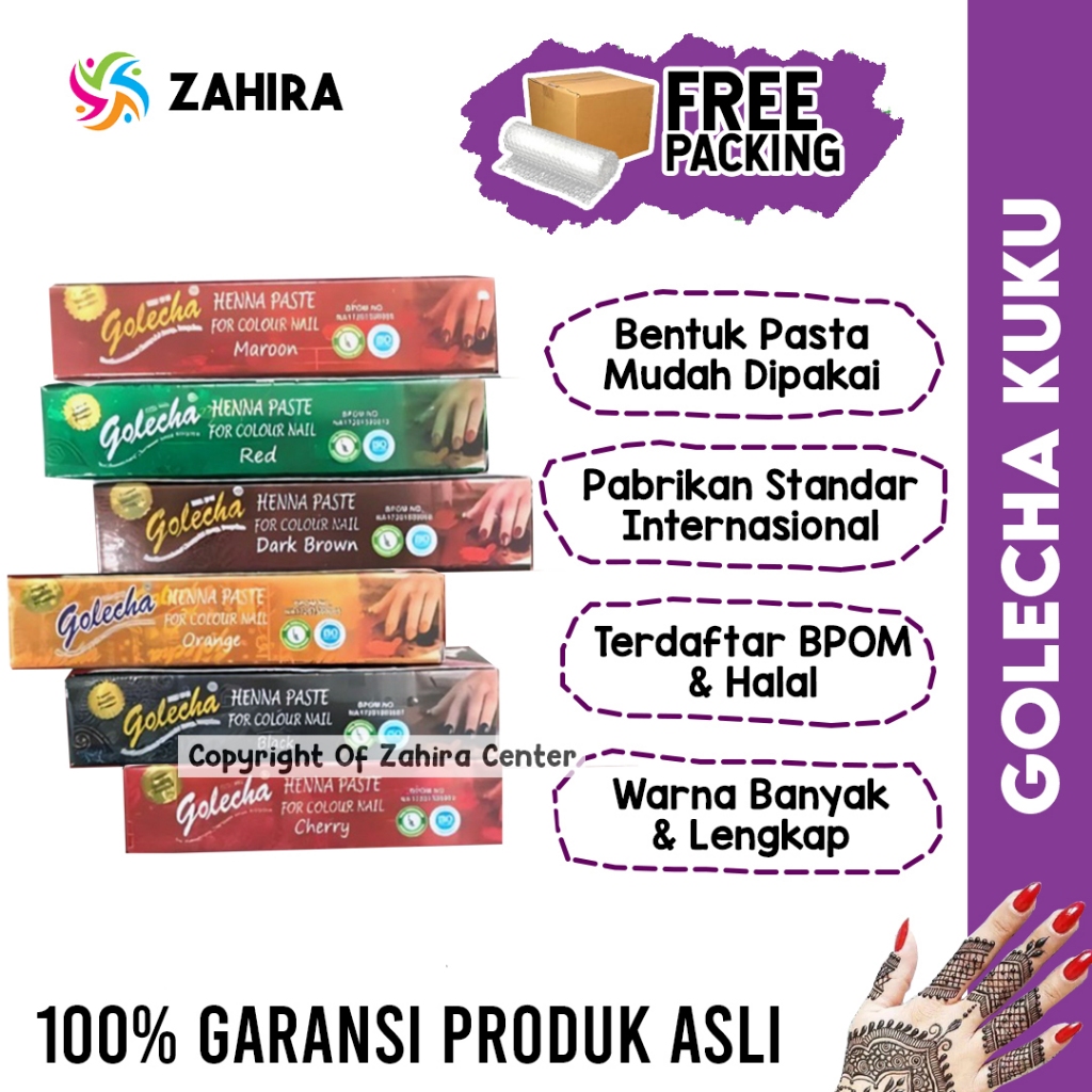 Jual HENA GOLECHA NAIL ART BPOM Untuk Kuku Pacar Cantik Halal & Sah ...