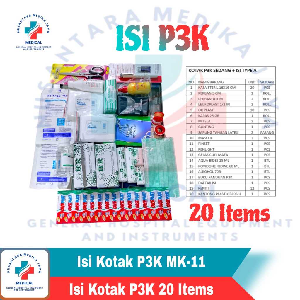 Jual Isi Kotak P3K K-11 Isi 20 Items | Shopee Indonesia