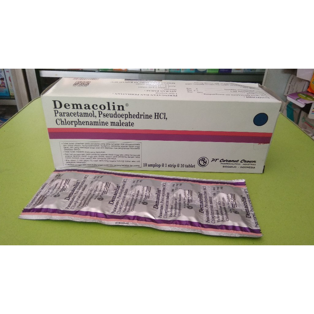 Jual Demacolin Tablet Obat Pereda Gejala Flu | Demam | Sakit Kepala 1 ...