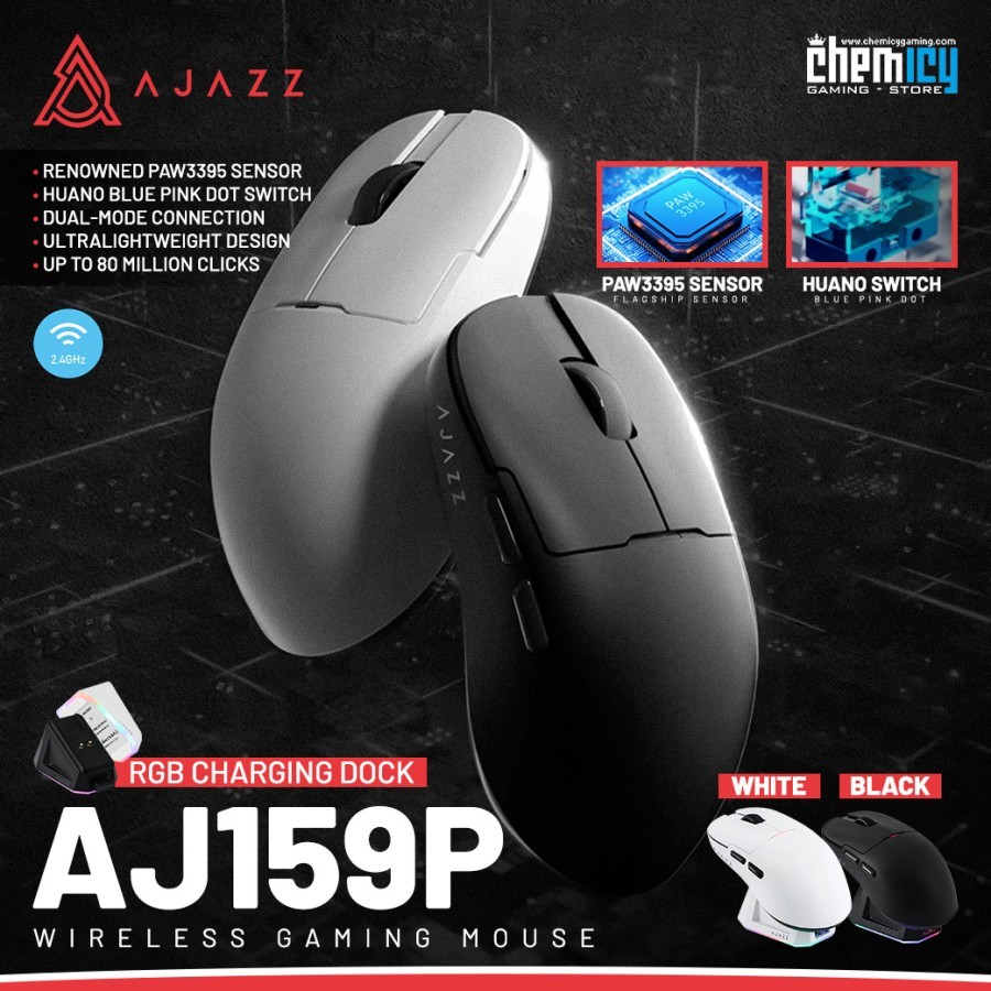 Jual Ajazz AJ159P / AJ159 P Wireless Gaming Mouse with RGB Charging Station | Shopee Indonesia