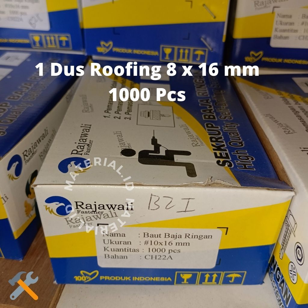 Jual 1 Dus 1000 Pcs Buah Baut Skrup Baja Ringan 8 x 16 mm Roofing ...