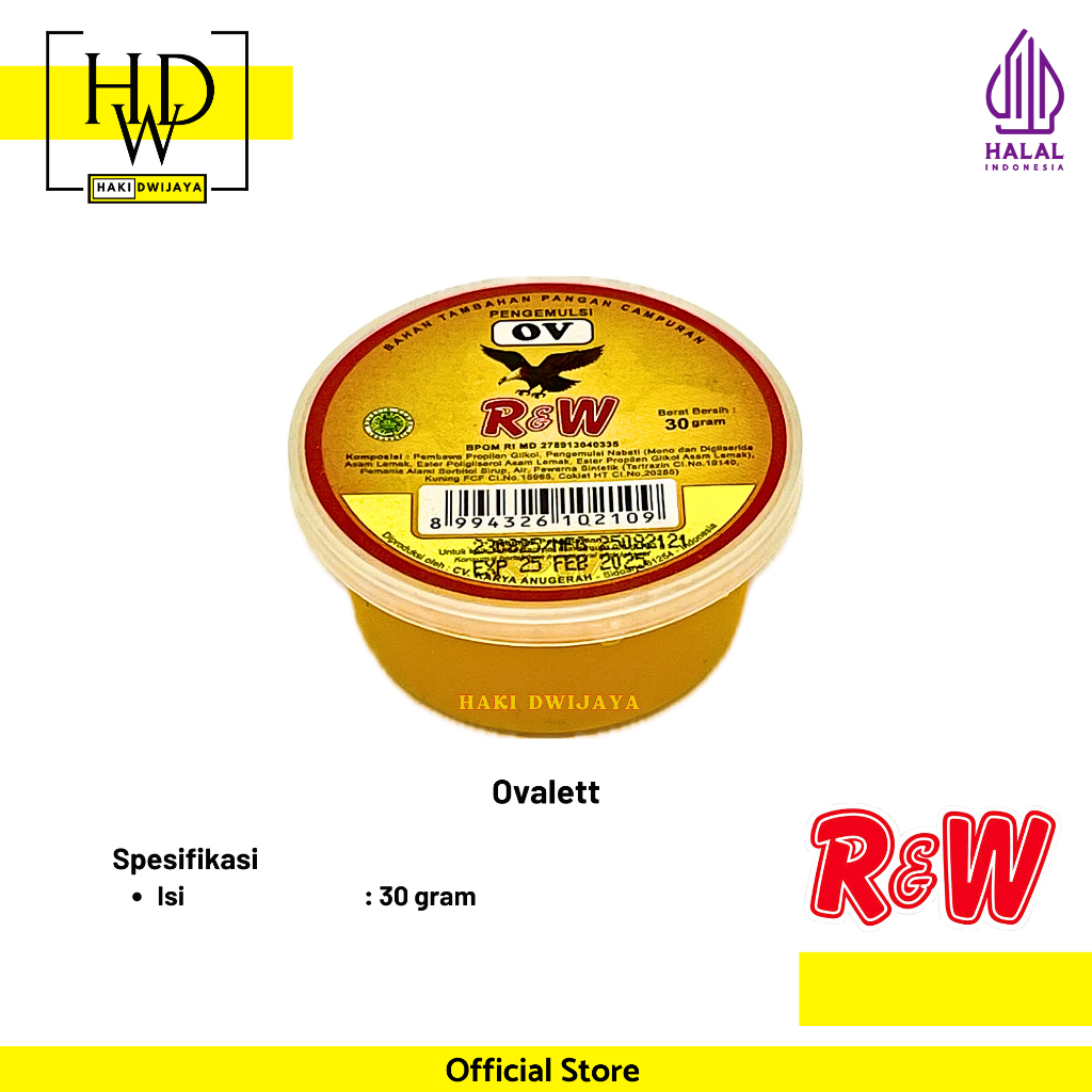 Jual Emulsifier Ovalet Pengemulsi Pengembang Kue Roti Rajawali R&W RW ...