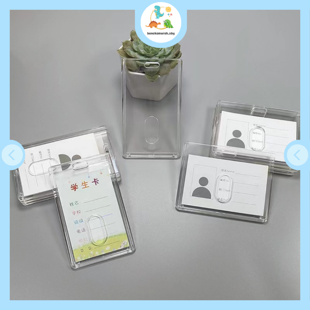 Jual ID Holder Card Holder Name Tag Transparan Bening Akrilik | Shopee ...