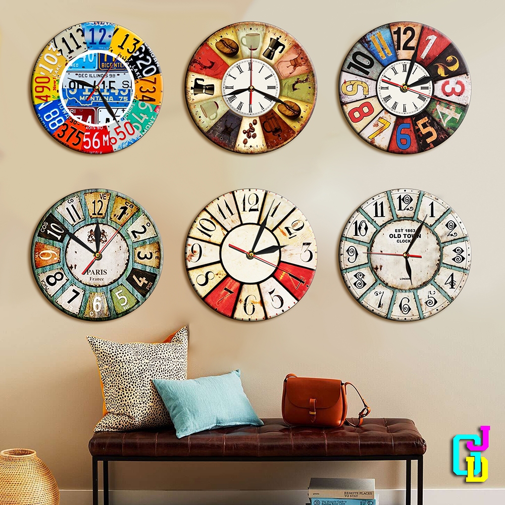 Jual Jam Dinding Bulat Vintage / Jam Dinding Vintage Rolet / Jam ...