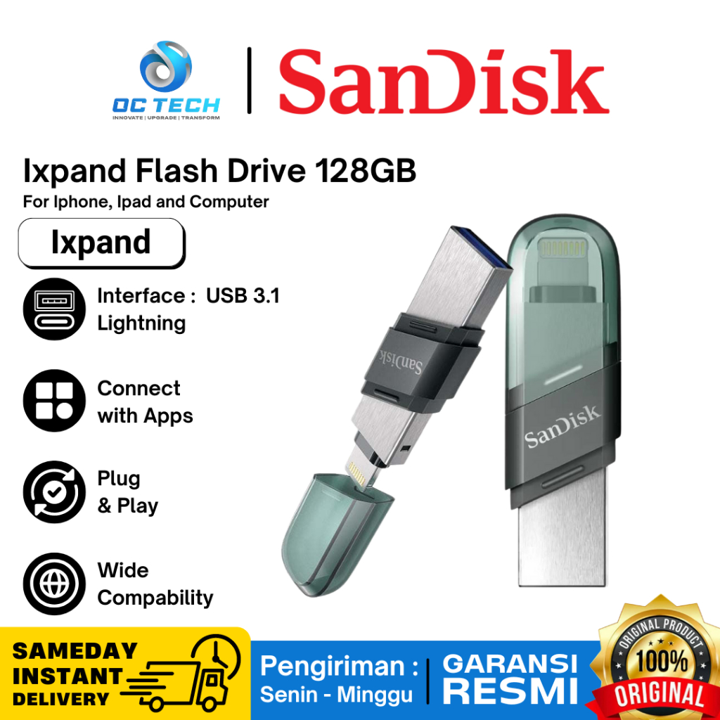 Jual SanDisk iXpand 128 GB 256 GB USB 3.1 Flash Drive Flasdisk for ...