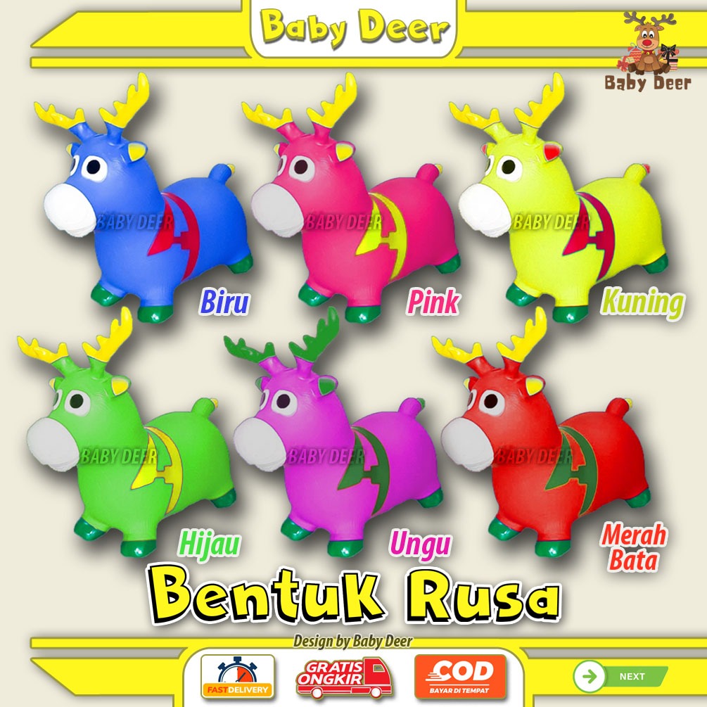 Jual Et03 BENTUK RUSA Kudaan Musik Anak Mainan Jumping Animal Karet ...