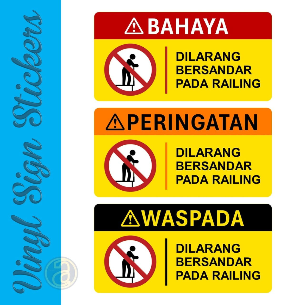 Jual Stiker Sign 15x30 cm Tulisan Dilarang Bersandar Pada Railing Kaca ...