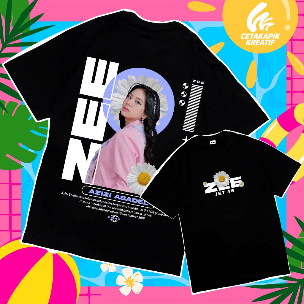 Jual ( FREE STICKER + ganci ) KAOS MEMBER JKT48 NEW ERA SUMMER EDITION AZIZI ASADEL (ZEE ...