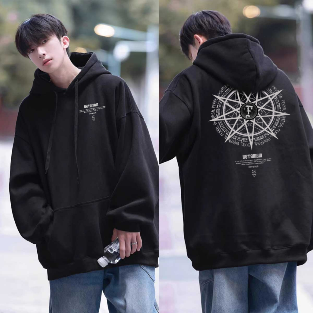 Jual NASA IDOL Jaket Sweater Hoodie Boxy Pria Oversize Hitam Lengan ...