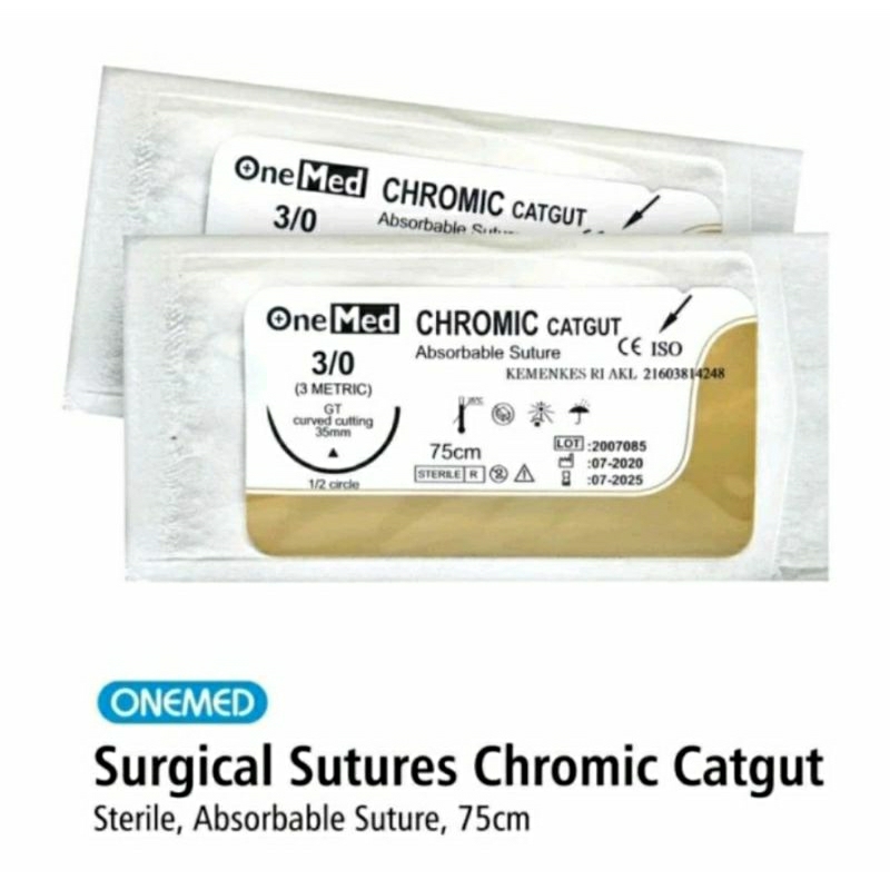 Jual Benang Catgut Chromic 3/0 OneMed Eceran | Shopee Indonesia