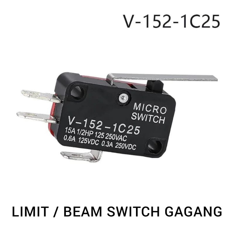 Jual Micro Switch Roller Limit Switch Gagang Panjang V-152-1C25 15A 250VAC | Shopee Indonesia