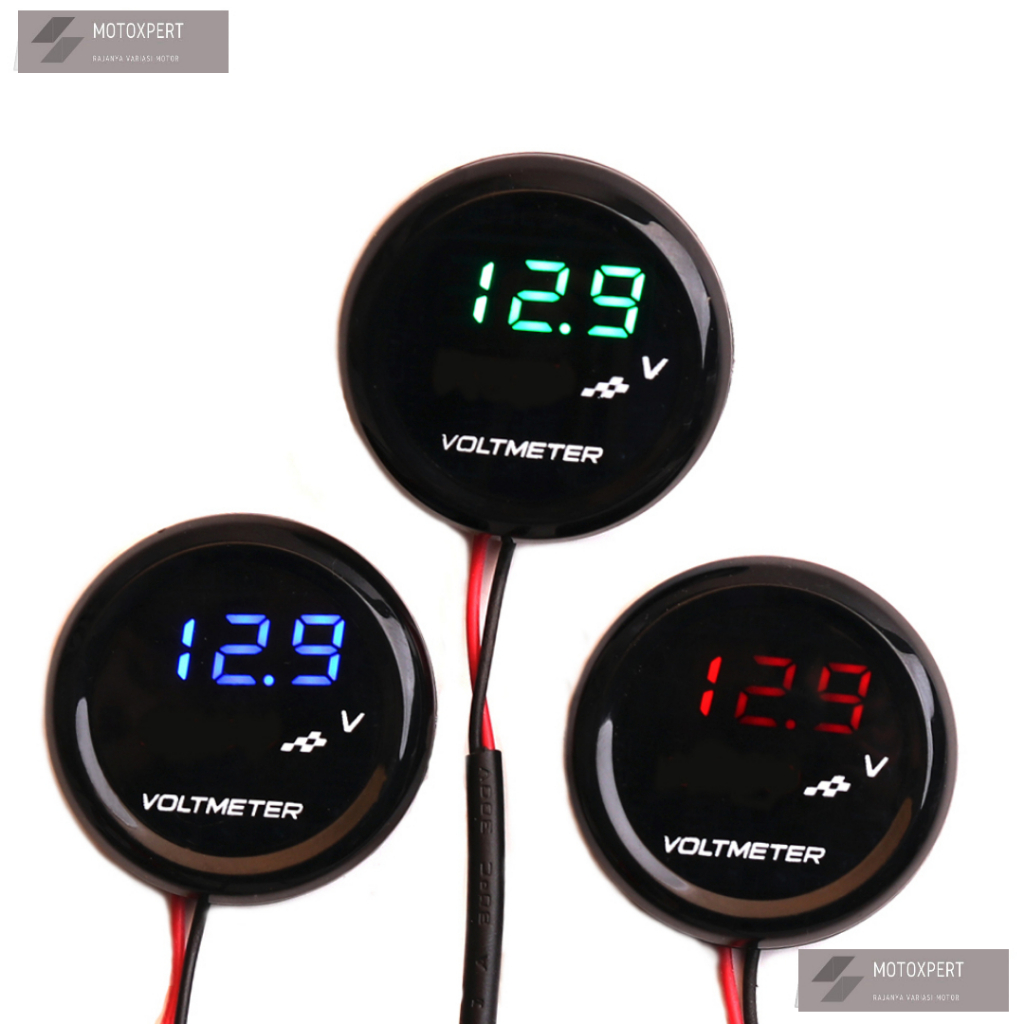 Jual Voltmeter Mini Bulat 6577 Pengukur Aki Listrik Digital Waterpoof ...