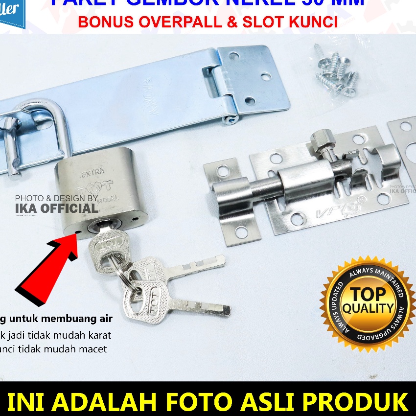 Jual FG2 gembok nekel 3mm cantolan gembok 4inch grendel pintu stainless ...