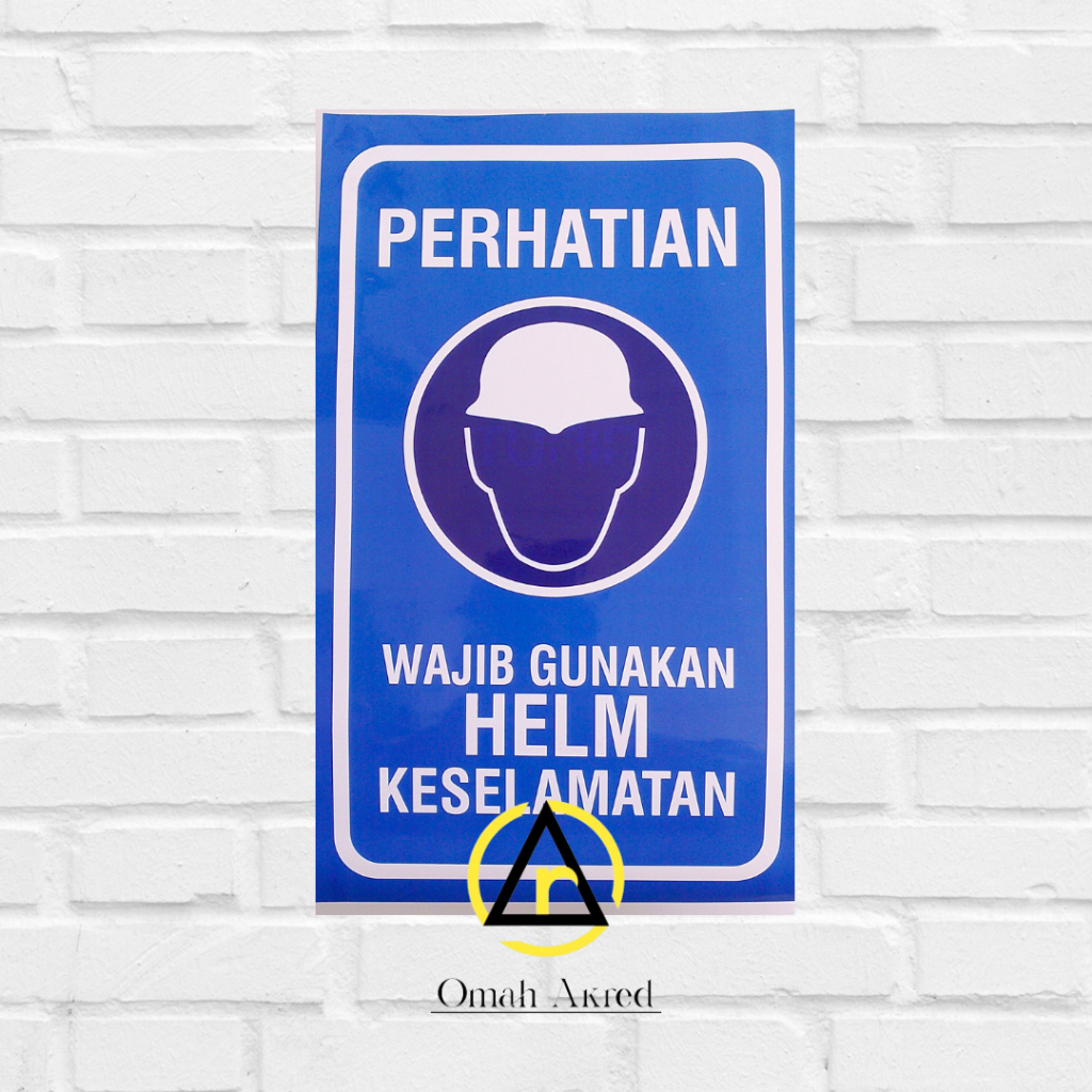 Jual Stiker Wajib Gunakan Helm Keselamatan - Stiker K3 - Stiker Vinyl | Shopee Indonesia