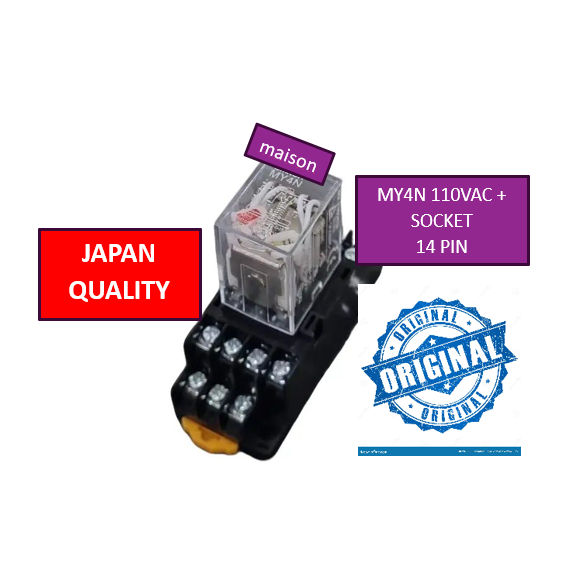 Jual Omrn Relay MY4N 110VAC Ori Jepang + socket my4 110vac 14 pin | Shopee Indonesia