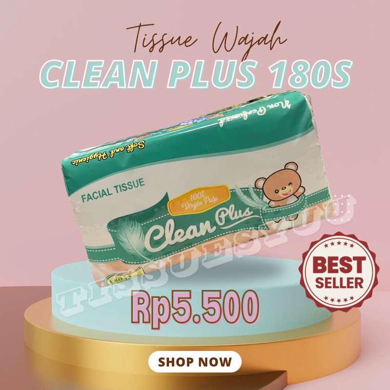 Jual Tissue Clean Plus 180 Sheets 2ply | Shopee Indonesia
