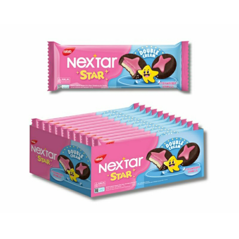 Jual Nextar star strawberry vanilla per box isi 10 bungkus @31g ...