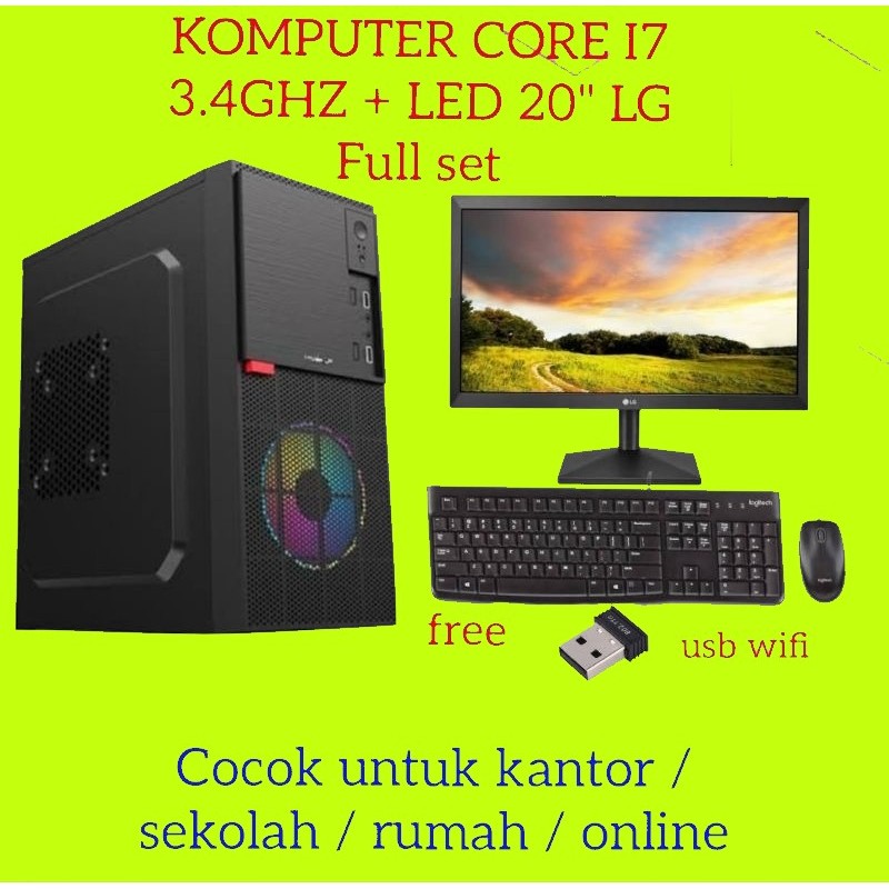 Jual Full Set Core i7 Gen 3 - LG 20"- 16gb ram - 500gb ssd - komputer rakitan - pc kantor - cpu ...