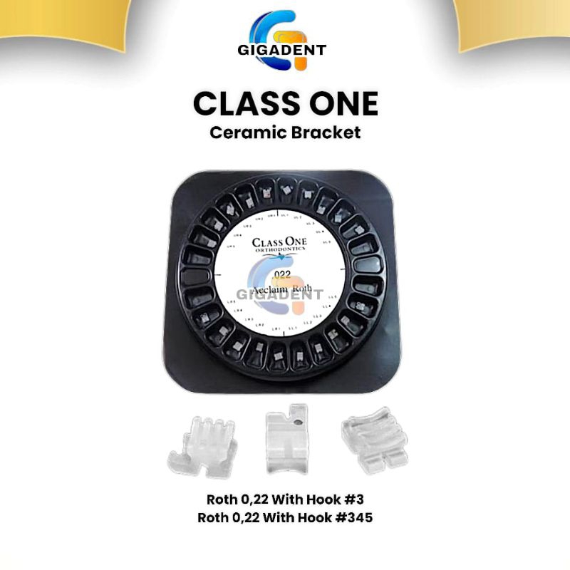 Jual BRACKET CERAMIC CLASSONE DENTAL ORTHO Roth With hook 3,4,5 ...