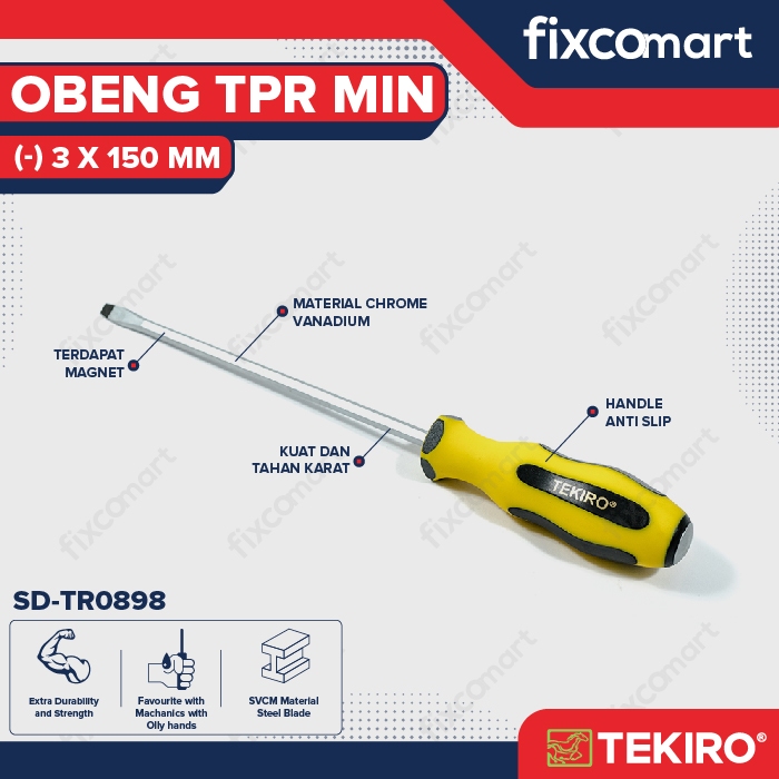 Jual TEKIRO Obeng TPR (-) 3 X 150 mm | Shopee Indonesia