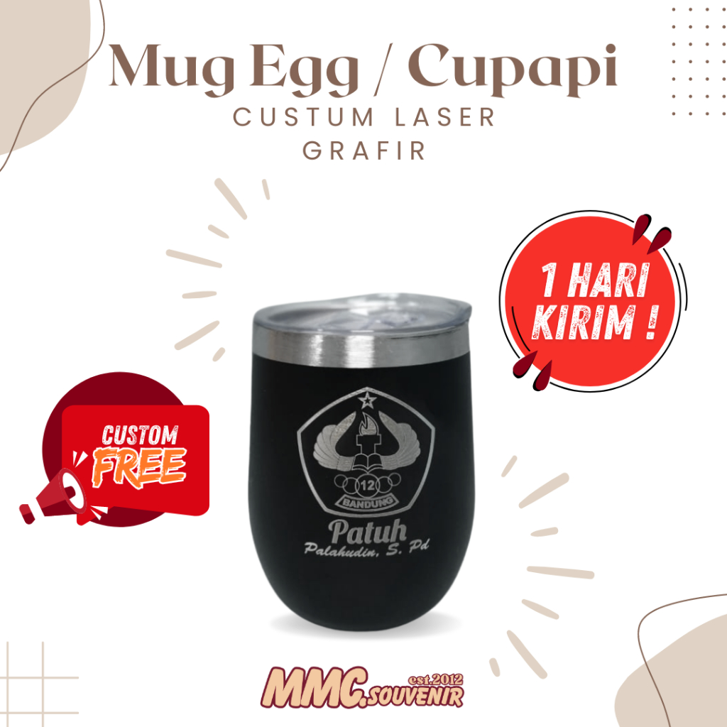 Jual Custum Tumbler Mug Egg Coffee Shaped Cupapi Laser Grafir Souvenir ...