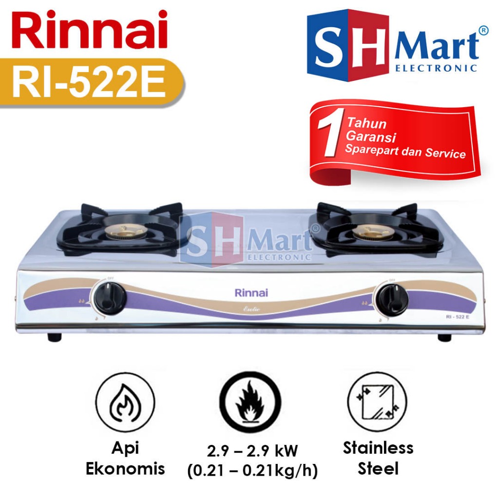 Jual KOMPOR GAS RINNAI STAINLESS KOMPOR GAS RINNAI 2 TUNGKU RI 522E ...