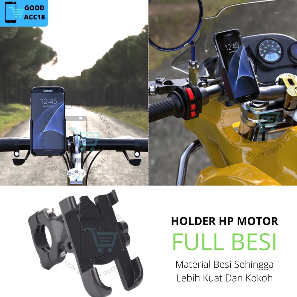 Jual SALEE Holder hp motor stang BESI full allumunium dudukan handphone di motor kuat dan kokoh ...