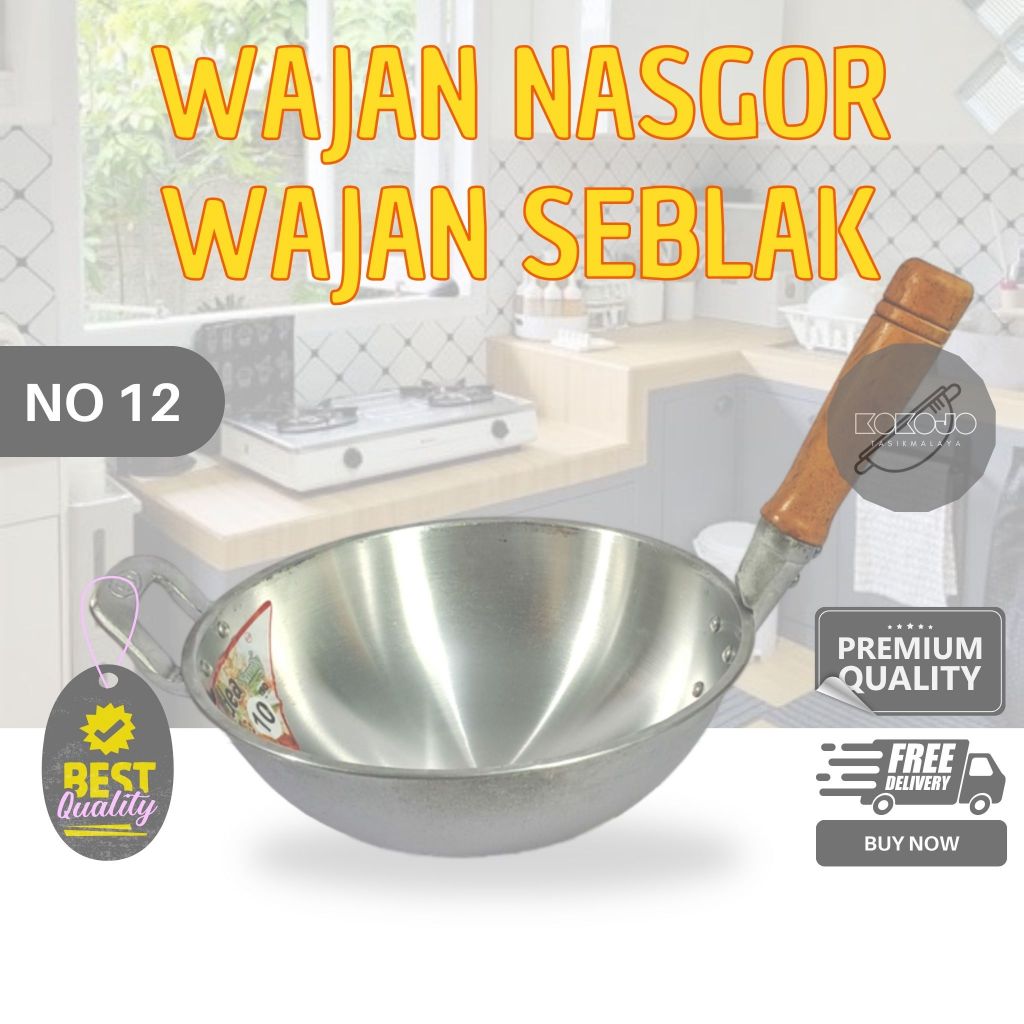 Jual NO 12 - wajan seblak bakmie nasi goreng gagang kayu cekung ...