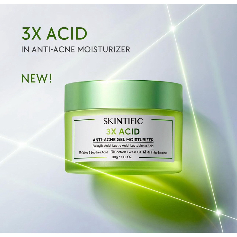 Jual Skintific 3X Acid Anti Acne Gel Moisturizer 30gr | Shopee Indonesia