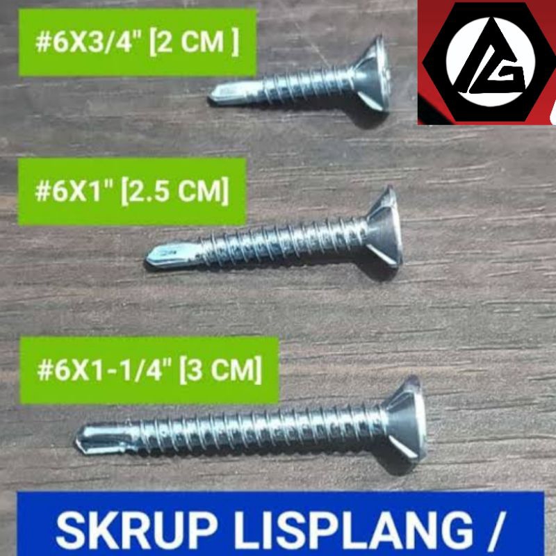 Jual Skrup Sekrup Roofing Flat Head Self Drilling Screw SDS FH 6x30 (3 ...
