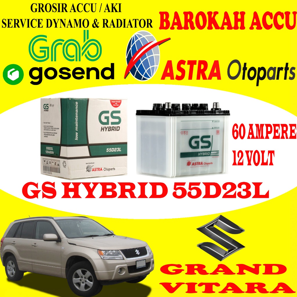 Jual AKI GS ASTRA MOBIL SUZUKI GRAND VITARA GS HYBRID 55D23L , 60 AH | Shopee Indonesia