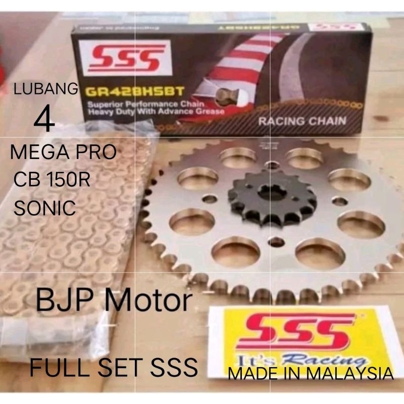 Jual Gear Set SSS 428 VERZA SONIC GTR Mega Pro CB150R 4-hole rantai SSS 428 HSBT 130L Gold ...